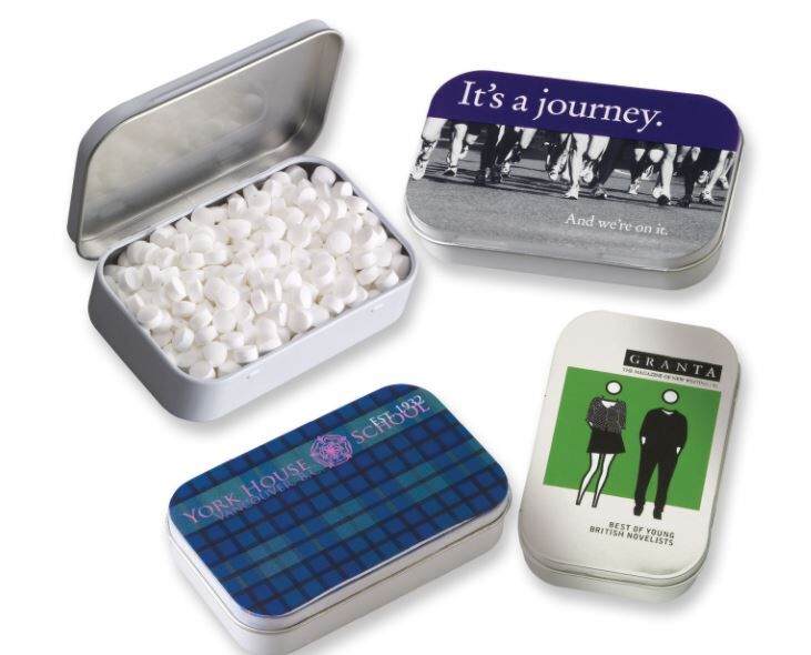Custom Printed Rectangular Tin with Mints | Custom Mints